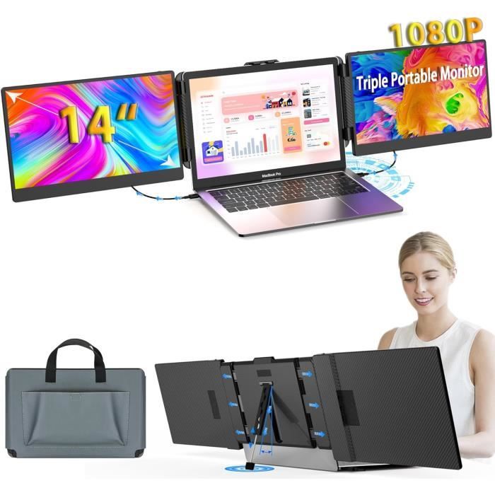 Kwumsy Triple Écran Portable Moniteur-14'' Full Hd 1920 * 1080P Ips ...