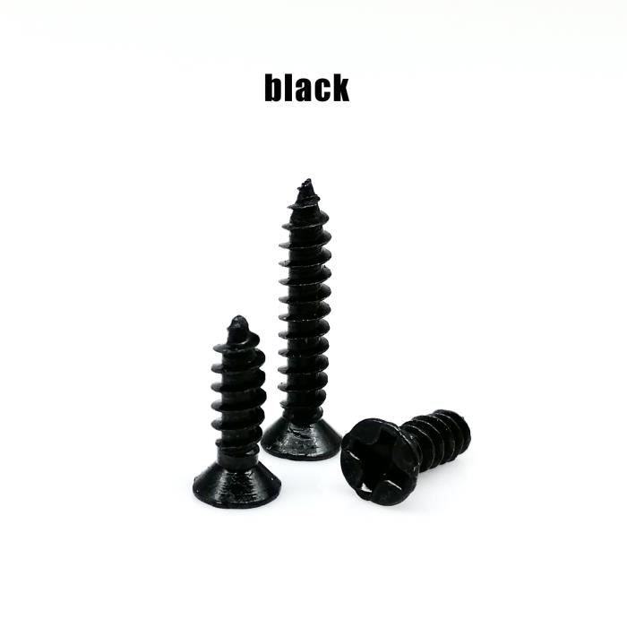 Black-2x5mm -Mini vis à bois autotaraudeuse, 200X M2 M2.6 M3, petite taille, argent doré, laiton ...