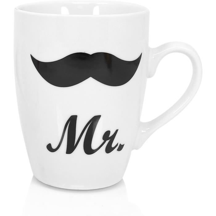 2 Tasses À Café En Design Mr. And Mrs. - Set De 2 Mugs Porcelaine - Tasse Originale Comme Cadeau ...