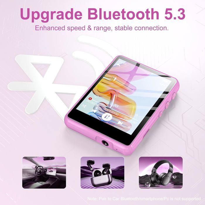 MP3-Player 128 Go avec Bluetooth 5.3,écran Tactile 2,4 Pouces,Son HiFi ...