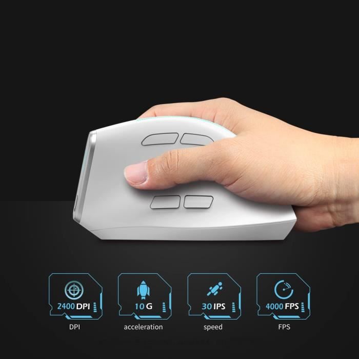 Souris Ergonomique Sans Fil Bluetooth 5.0 + 2.4G Usb 3 Modes Souris Verticale Rechargeable 8 ...