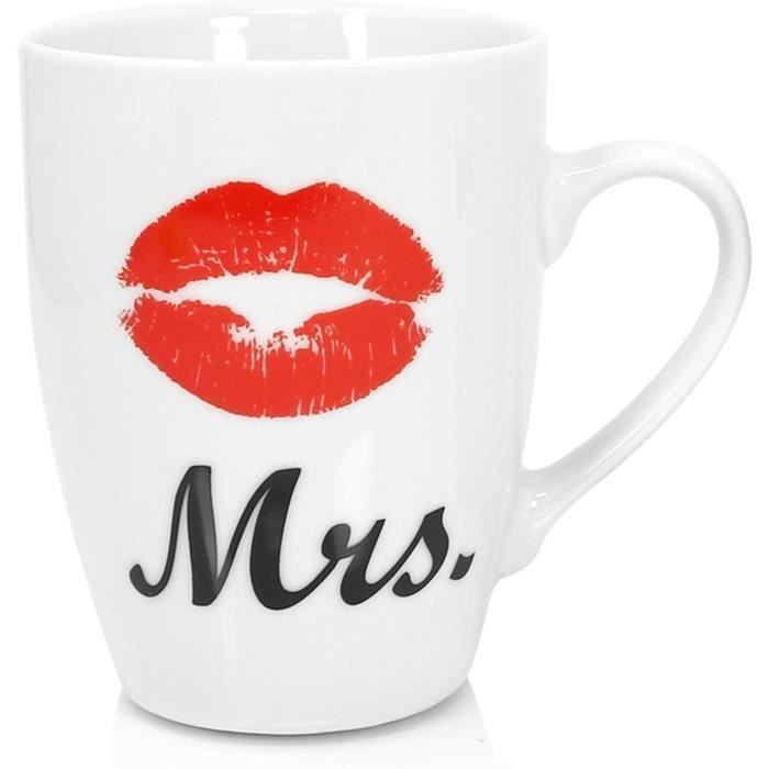 2 Tasses À Café En Design Mr. And Mrs. - Set De 2 Mugs Porcelaine - Tasse Originale Comme Cadeau ...