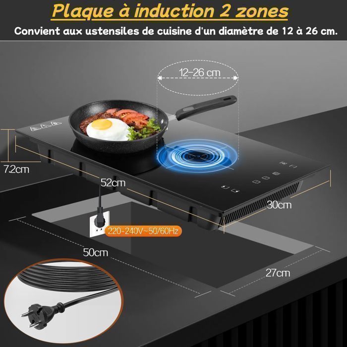 Plaque Induction,2 feux Encastrable,Table de cuisson induction ...