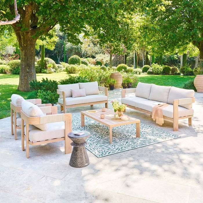 Salon de jardin Oryna 5 places miel - Hespéride - Cdiscount Jardin