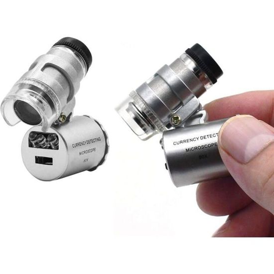Mini loupe réglable de loupe de microscope de poche LED 60X avec loupe ...