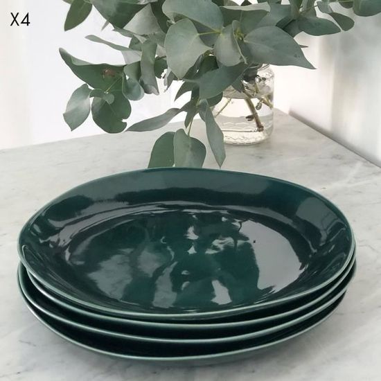 Set de 4 assiettes plates céramique Dimension Produit : Diamètre 28 ...