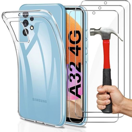 Pack Coque Transparente pour Samsung A32 4G (6,4") Verre Trempé Inclu ...