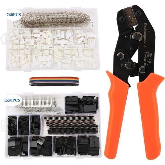 Dupont Kit D'Outils De Sertissage Pince À Sertir À Cliquet Avec 1550 Connecteurs Mâles-Femelles ...