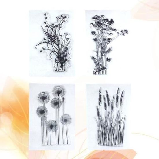 Lot de 4 motif végétal timbre transparent réutilisable collant délicat ...