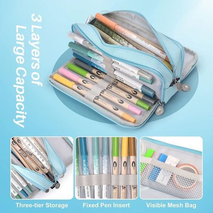 TROUSSE A STYLO Trousse Scolaire Grande Trousse pour Adolescent Trousse ...