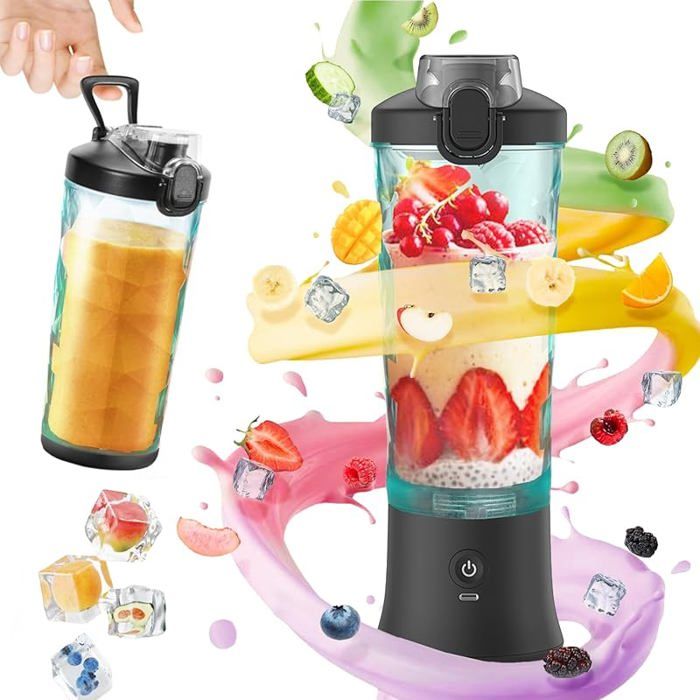 600 ml Mixeur Portable Blender Smoothie avec 6 Lames, USB Rechargeable ...