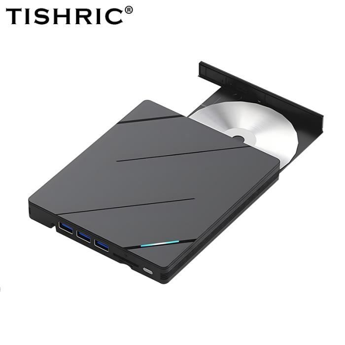 Noir-TISHRIC-Lecteur optique mobile externe multifonctionnel, lecteur de carte SD TD, lecteur de ...