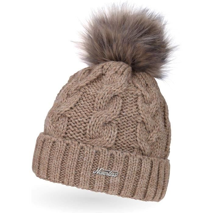 Bonnet Tricoté Avec Pompon En Fourrure Synthétique Pour Femme[H73 ...