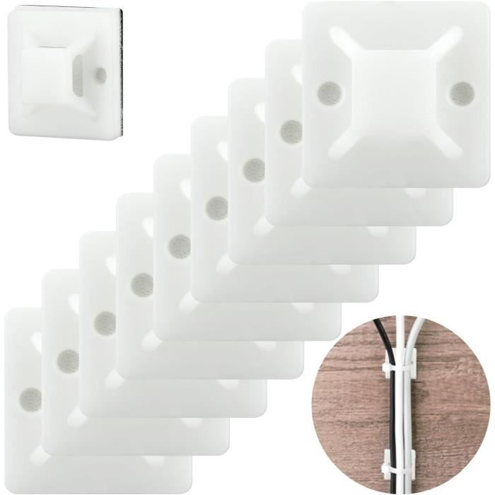 60 Pièces Attache Câble Adhésif, Attache Câble, Serre Câble, Bases d'attache de câble en ...