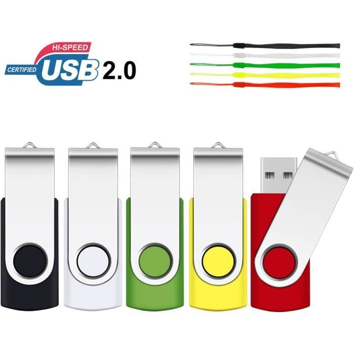 4Go Clé USB, Lot de 5 Memory Stick Clé USB Multicolore Mémoire Memory Stick Stockage de données ...