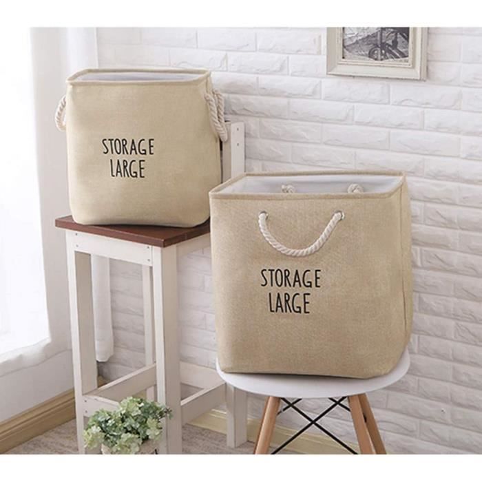 Paniers à linge Pliable Grand Panier de Rangement Coton et Lin Matériau ...