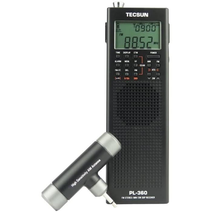 Radio portable numérique TECSUN PL-360 - Noir - FM Stéréo PLL AM FM MW ...