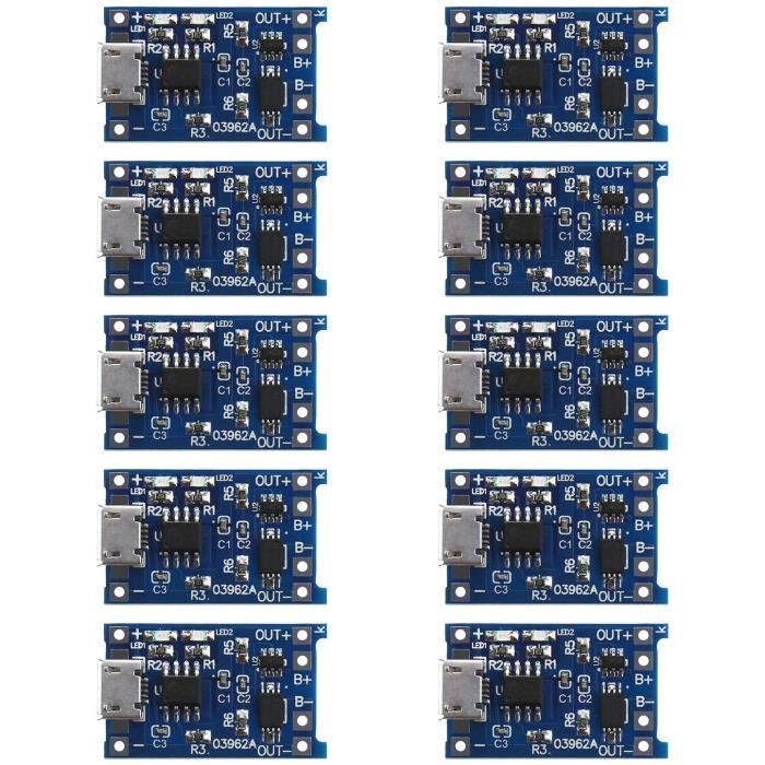 CHARGEUR DE PILES 10pcs TP4056 5V 1A 18650 Chargeur Batterie au Lithium ...