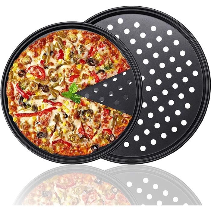 Lot de 2 Plaques à Pizza Moules à Pizza Perforées Plateau à Pizza ...