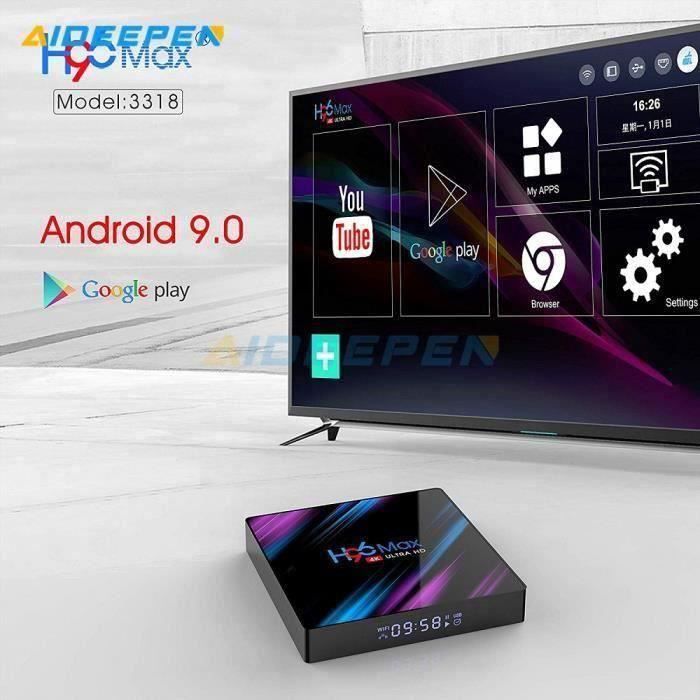 XX H96 MAX 3318 TV box Android 9.0 4Go+32Go TV 4K HDR Lecteur ...