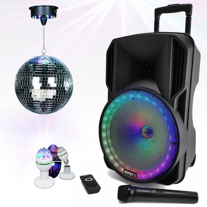 Pack Enceinte Karaoke Bluetooth USB BOOST-12RGB-700 Sur Batterie Avec ...