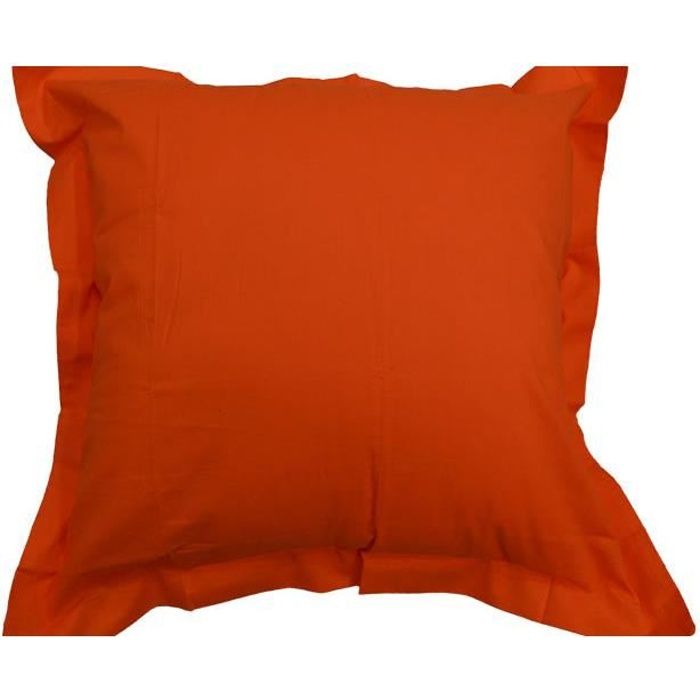 HOME DECO - Taie d'oreiller 65 x 65 cm Volant Plat Piqué - 100% Coton ...