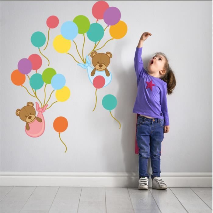 Kalavika Sticker Muraux Ballon et Ours Autocollant Décoratif Murale ...