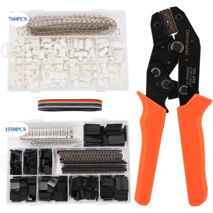 Dupont Kit D'Outils De Sertissage Pince À Sertir À Cliquet Avec 1550 Connecteurs Mâles-Femelles ...
