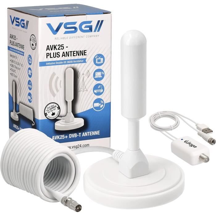 24 91037 - Antenne Dvb-T2 (Hd), Avk25, 36 Dbi Power Plus, Hd Free Tv, Chaînes Tv, Sat, Récepteur ...