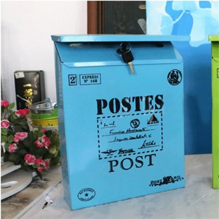 TEMPSA Boîte Postale en Fer rétro Pour Décoration Maison BLEU ...