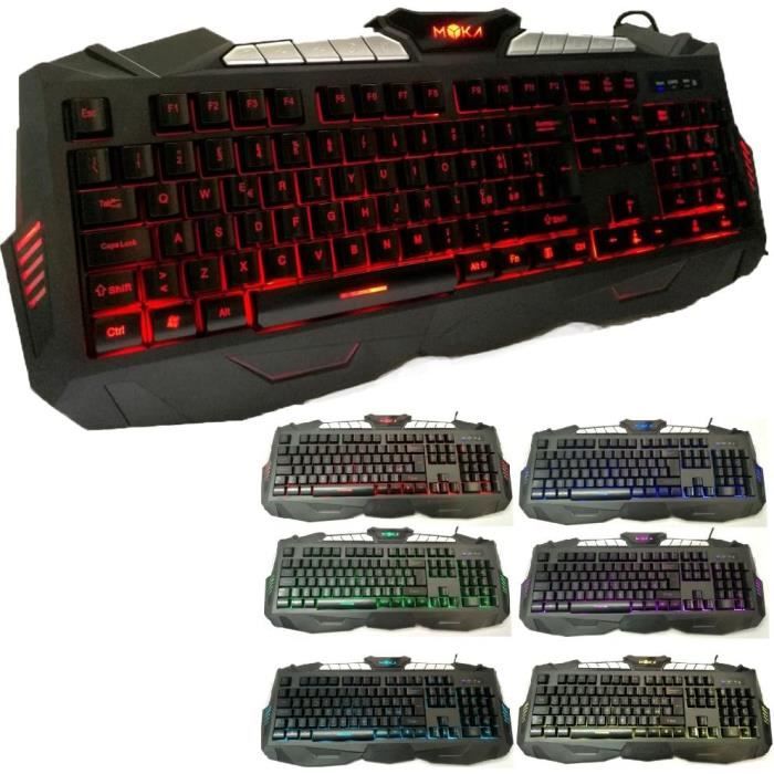 Clavier Gaming Gamer 7 Couleurs Led Multimédias Programmable ...
