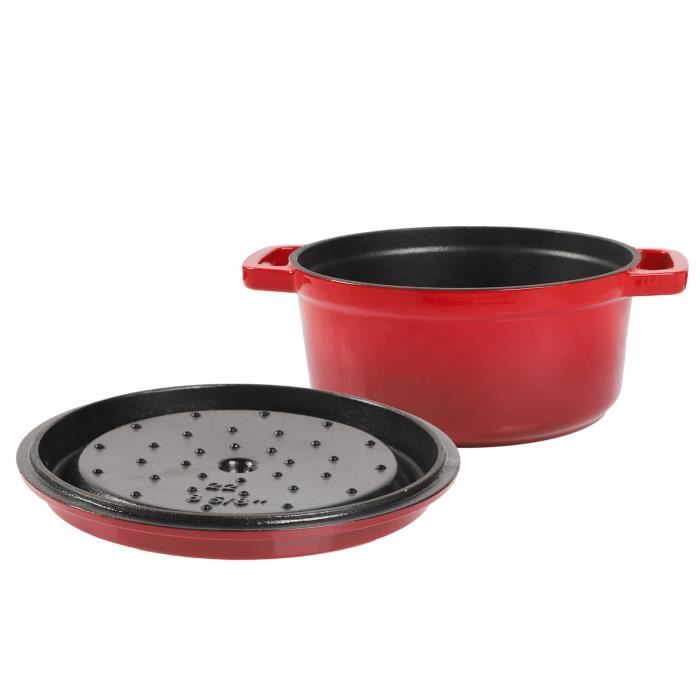 Zerodis Four en fonte Casserole en fonte émaillée Casserole ...