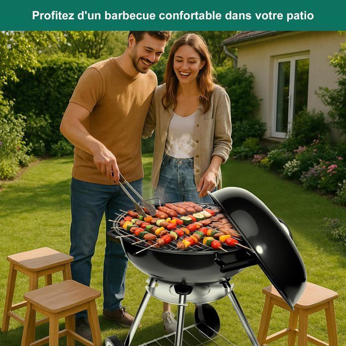 HYCHIKA Barbecue Charbon de Bois, Barbecues à charbon Ø47cm 18pouce ...