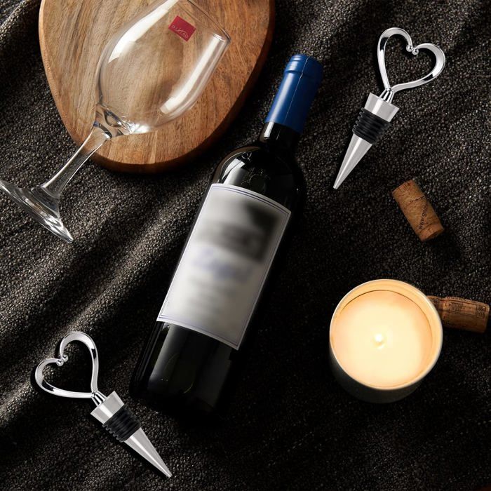 Lot de 5 bouchons de vin en forme de cœur en plastique pour bouteilles de vin, champagne ...