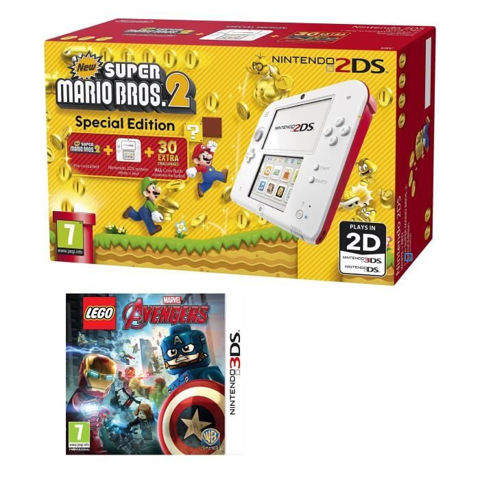 2DS Rouge + New Super Mario Bros 2 + LEGO Marvel's Avengers - Cdiscount ...