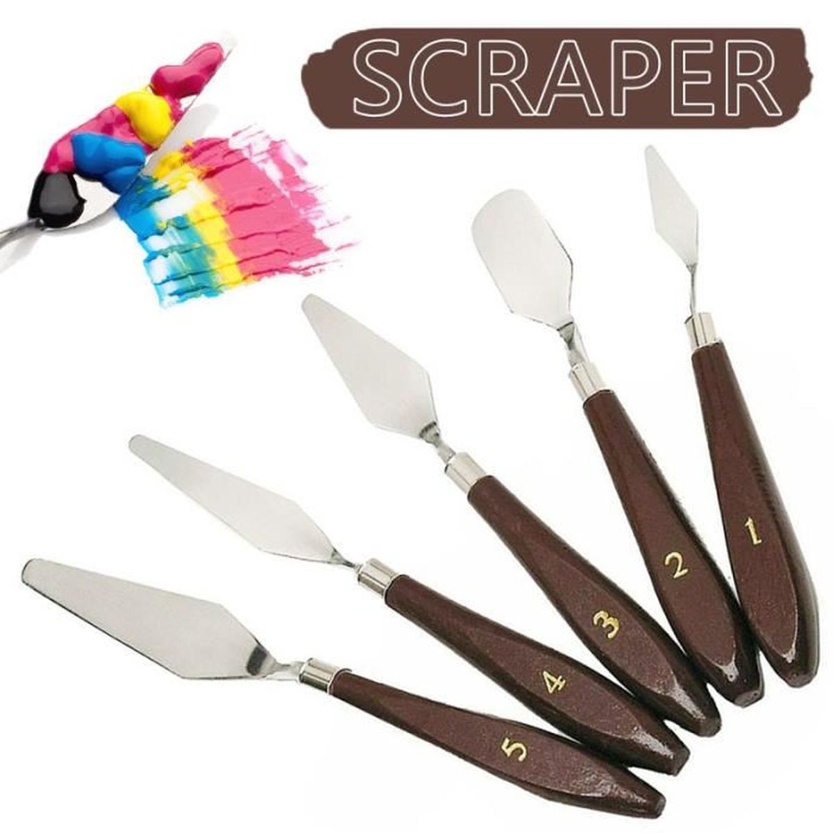 5 pcs Spatules de peinture à l'huile pour artiste, outil de palette en ...