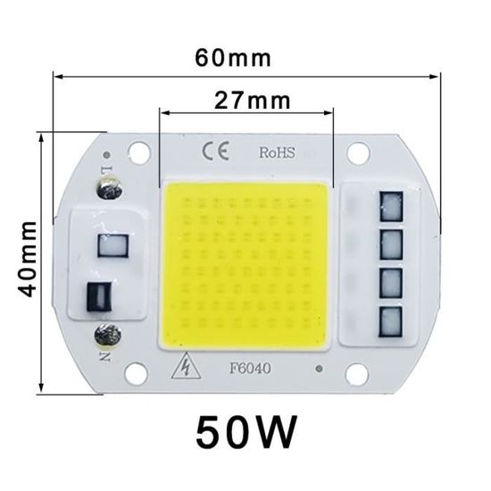 (50W|AC 220V|Warm White)Puce de lampe LED COB AC 220V, ampoule LED 10W 20W 30W 50W IP65 haute ...