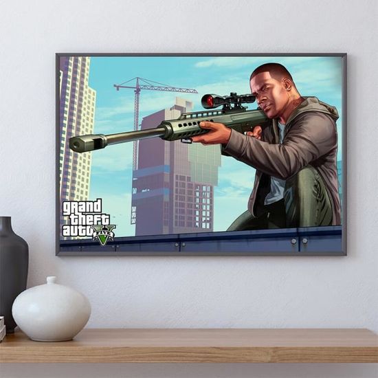 Affiche - GTA 5 - Toile Art Mural - 13x18cm - Décoration Murale - Style ...
