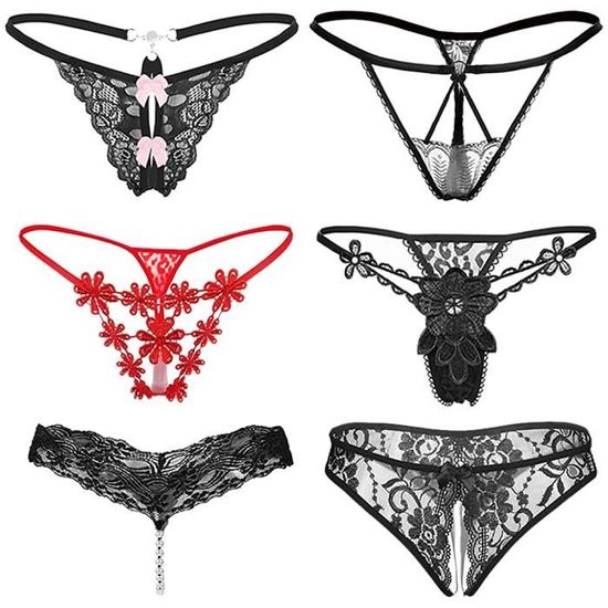G-String en Dentelle Florale Strings Tangas Culottes sous-vêtement ...