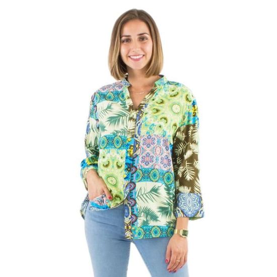 Coline - Chemisier femme bohème Emeraude - Cdiscount Prêt-à-Porter