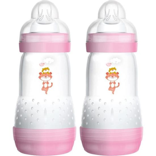 MAM Easy Start Lot de 2 biberons anti-coliques pour bébé (260 ml) avec valve de fond innovante ...