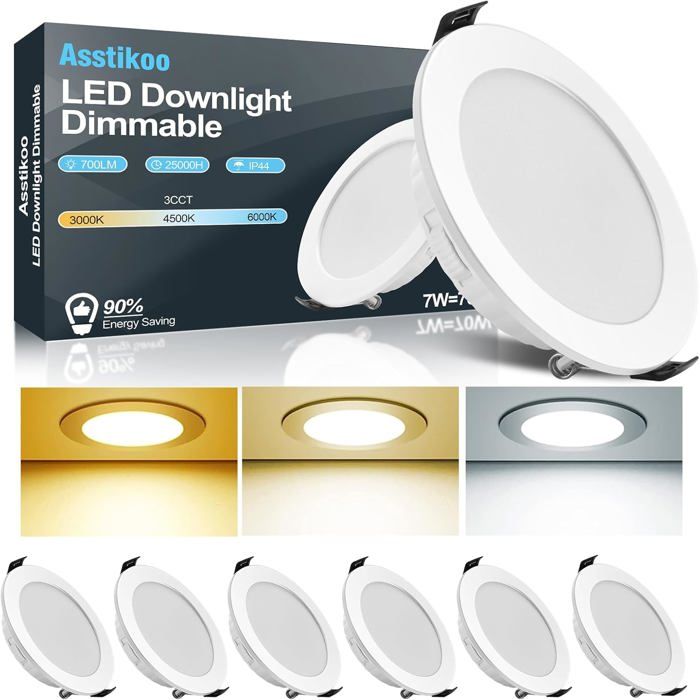 Spot LED Encastrable Dimmable,7W Spot Salle de Bain,Spot LED Extra Plat 25mm,IP44 Étanche Spot ...