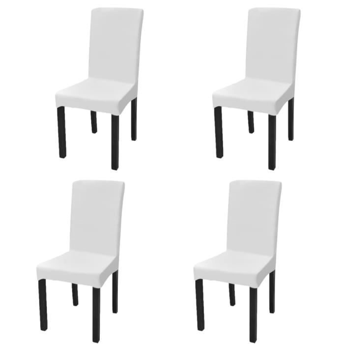 AKOZON Housse de chaise droite extensible 4 pcs blanc ...