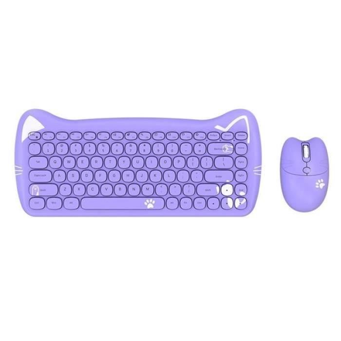 Ensemble clavier souris sans fil ATERNEE - 84 touches - Violet - 2.4G ...