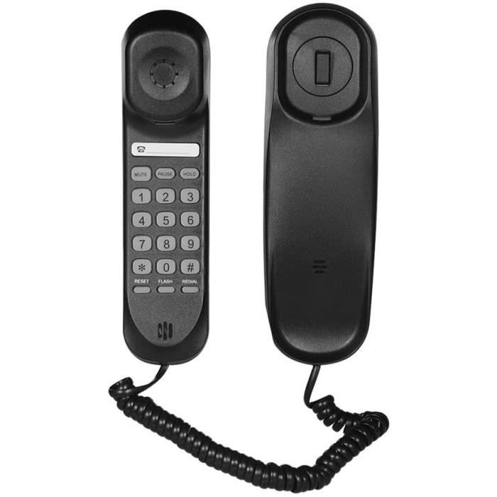 Téléphone Filaire Fixe Mini téléphone de Bureau Fixe au Mur avec Fonctions de Mise en sourdine ...