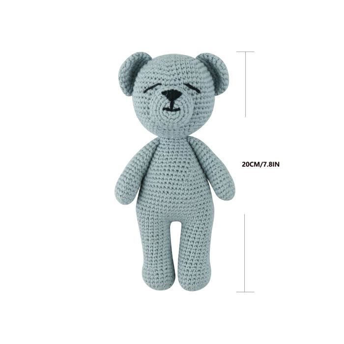 Poupée ours-20cm - Lapin en peluche crocheté pour bébé, Jouet en coton doux tricoté, Mini poupée ...