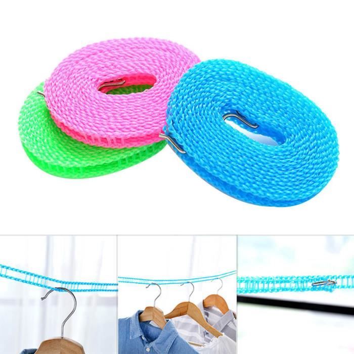 Fil à linge - étendoir,Corde à linge en nylon de 3m-5m,rangement ...