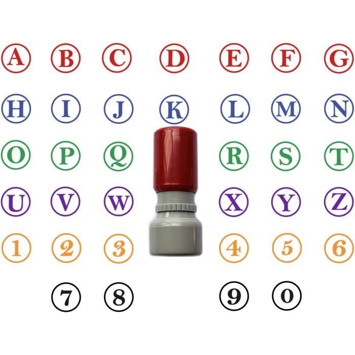 Personnalisé A-Z lettres de l'alphabet 0-9 Stamp ronde en caoutchouc ...
