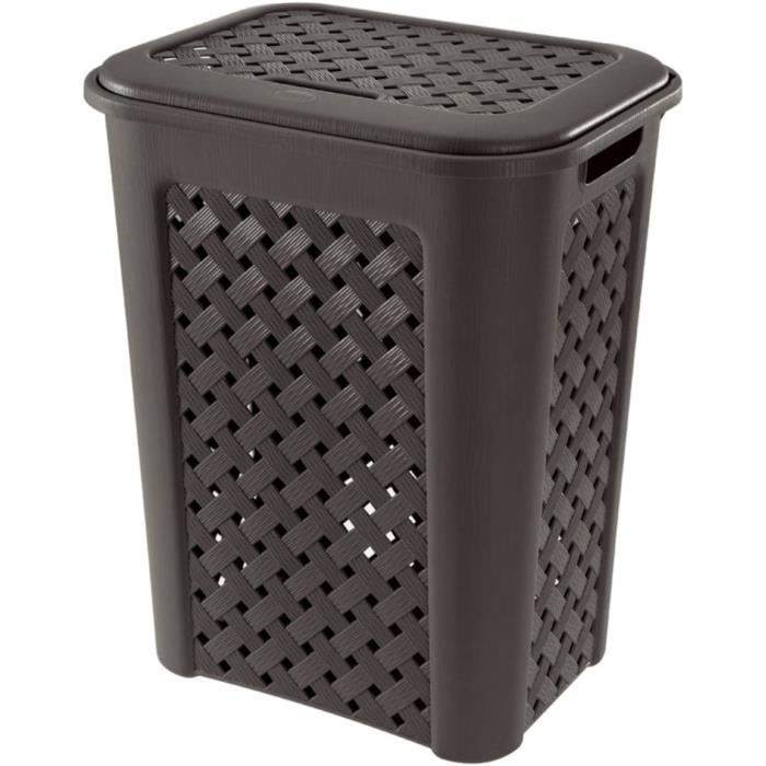 Panier à Linge,Modèle Ajouré,Plastique,Wenge,[Z814] - Cdiscount Maison