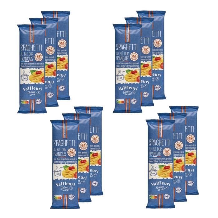 Valfleuri - Lot 12x Pâtes - Gamme HVE "Spaghetti" - Sachet 500g ...